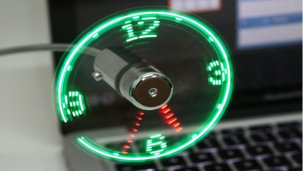 The coolest desktop fan with an LED clock powered by your laptop